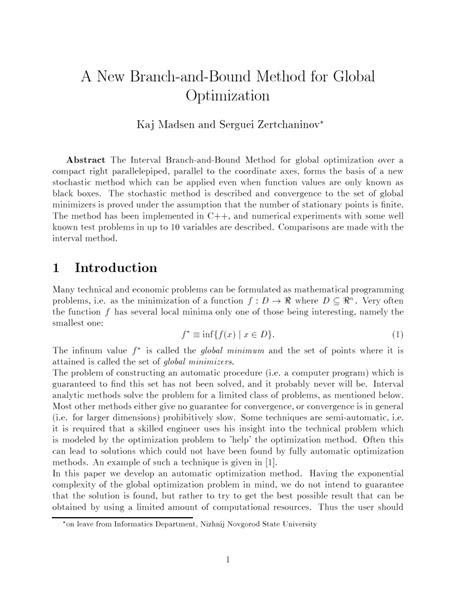 Pdf A New Branch And Bound Method For Global Optimization