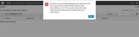 Pcd Error Objentities Is Null Cisco Community