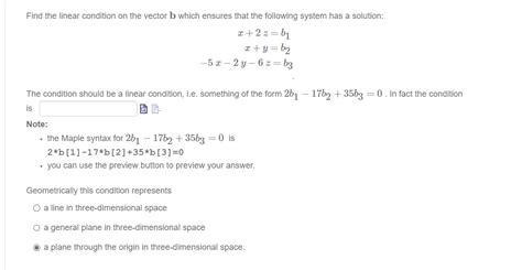 Solved Find The Linear Condition On The Vector B Which Chegg Com