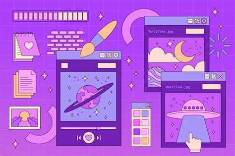 Elementi Di Windows Computer Retrò Disegnati A Mano Vettore Gratis