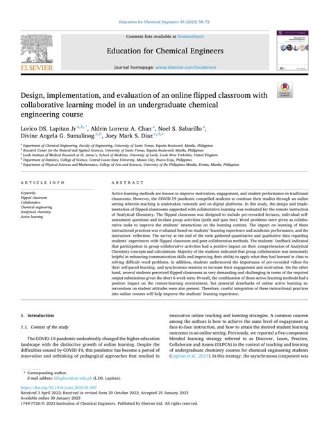 Pdf Design Implementation And Evaluation Of An Online Flipped Classroom With Collaborative