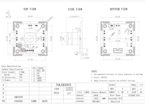 Face Detection Ip Camera Module Board Ov2710 Sensor High Resolution
