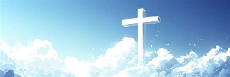 구름과 햇빛이 있는 푸른 하늘에 흰 십자가 십자가 파란색 구름 배경 일러스트 및 사진 무료 다운로드 Pngtree