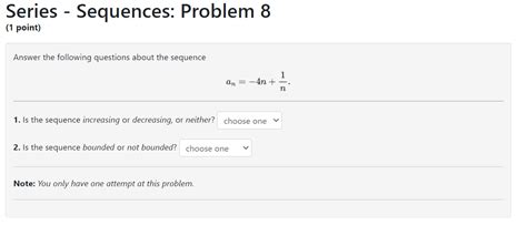 Solved Series Sequences Problem 8 1 Point Answer The Chegg