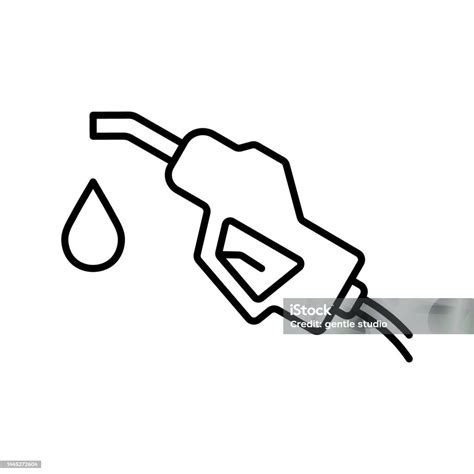 호스 라인 아이콘이 있는 화석 연료 노즐 석유 주유소 픽토그램의 석유 에너지 펌프 휘발유 주유소 개요 아이콘의 연료 노즐 홀더