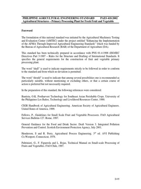 Primary Processing Plant For Fresh Fruit And Vegetable Pdf