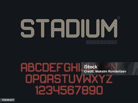 벡터 선형 대문자 글꼴입니다 라틴어 알파벳 문자와 숫자 검은색에 대한 스톡 벡터 아트 및 기타 이미지 검은색 기하 도형