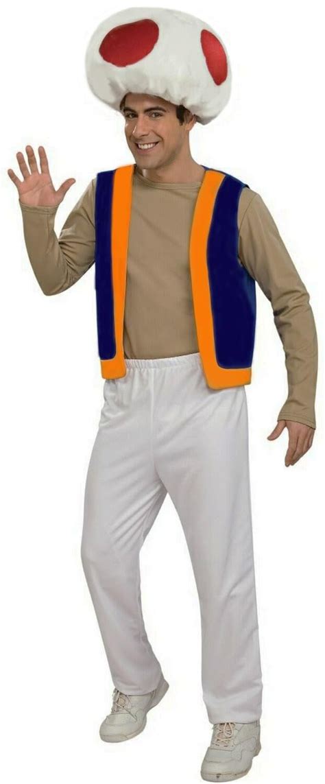 Mjparty Adult Super Plumber Bros Mushroom Costume Toad Fancy Dress