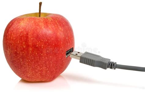 Apple And Usb Plug Stock Photo Image Of Connection Metaphor