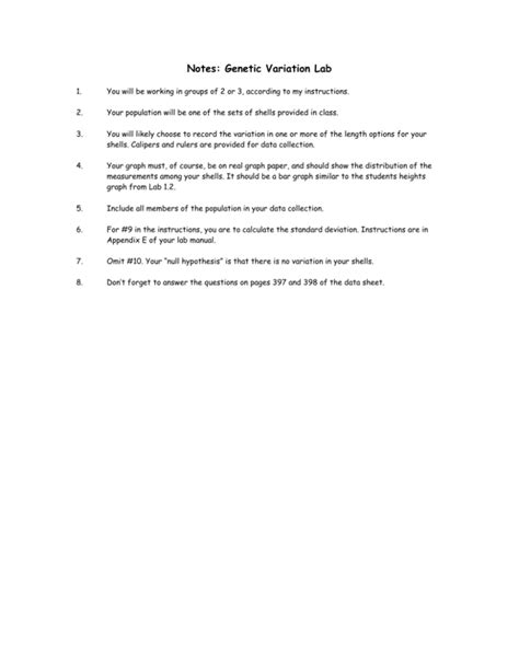 Notes Genetic Variation Lab
