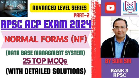 Normal Forms Nf Normalization Dbms Advanced Level Series Rpsc Acp Exam 2024 Part 2