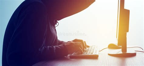 Hooded Computer Hacker Hacking Network Stock Image Image Of Phishing Illegal 102012255