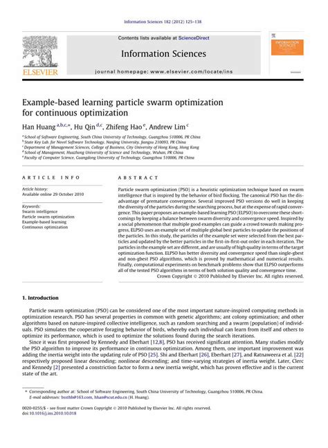 pdf example based learning particle swarm optimization for continuous optimization dokumen tips