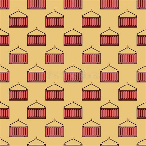 Red Shipping Container Vector Intermodal Cargo Seamless Pattern Stock