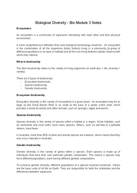 Biological Diversity Bio Module 3 A More Comprehensive Definition