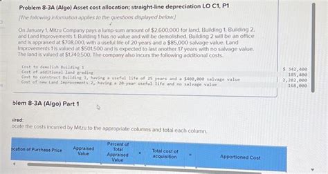 solved problem 8 3a algo asset cost allocation