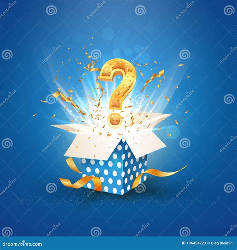 Open Textured Blue Box With Confetti Explosion Inside And Giveaway Gold Word Winning