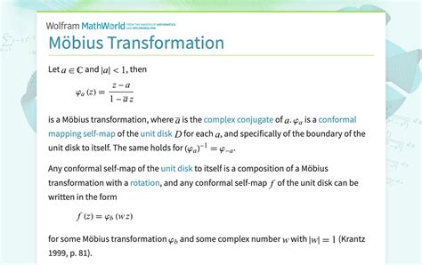 Möbius Transformation From Wolfram Mathworld