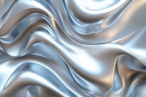 Smooth Silver Metallic Fabric Flowing And Creating Abstract Waves Perfect For Backgrounds And