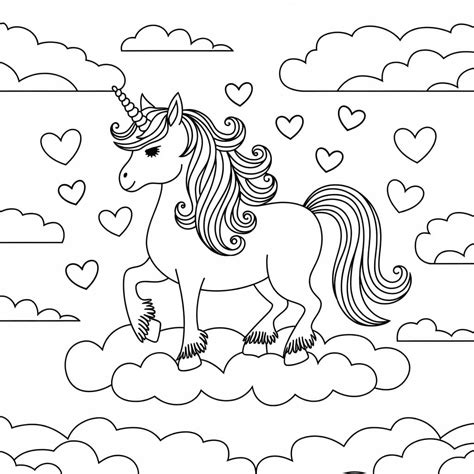 Amor Unicornio En El Cielo Para Colorear Imprimir E Dibujar Coloringlib