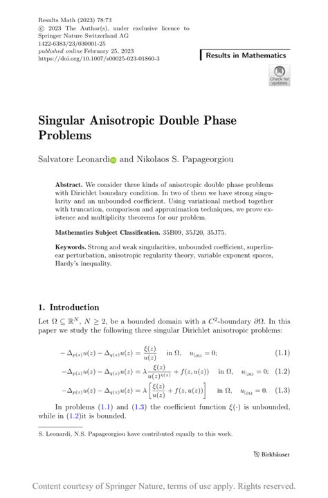 Singular Anisotropic Double Phase Problems Request Pdf