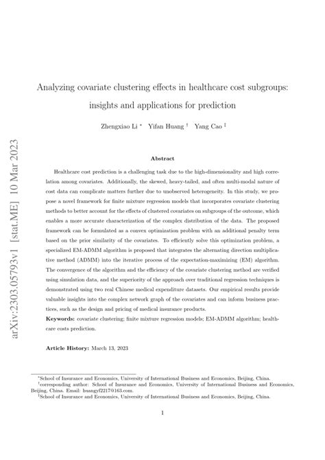 Pdf Analyzing Covariate Clustering Effects In Healthcare Cost Subgroups Insights And