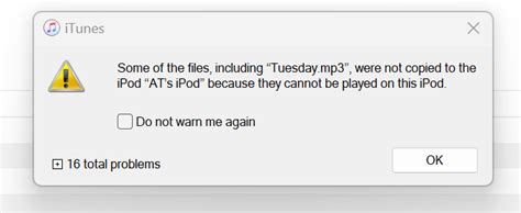 when transferring music this error shows up could not be copied to