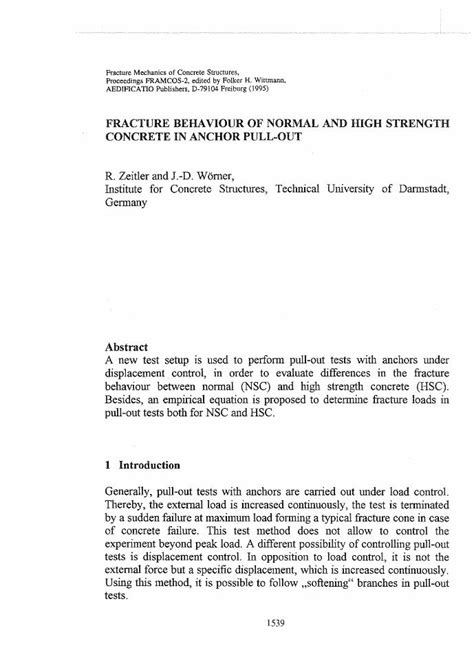 Pdf Fracture Behaviour Of Normal And High Strength Concrete Framcos