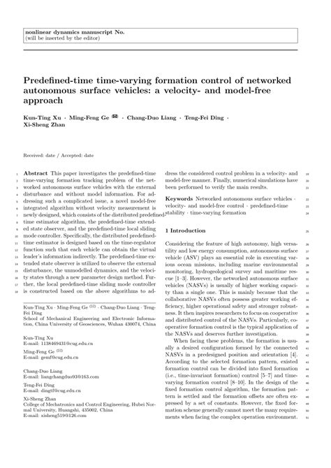 Pdf Predefined Time Time Varying Formation Control Of Networked