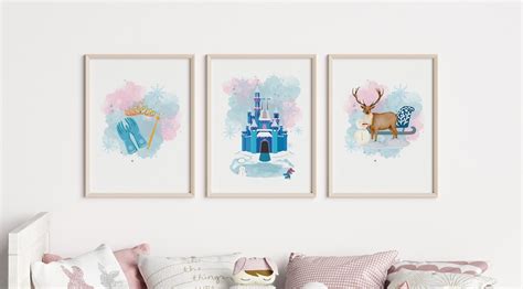 Frozen Watercolor Art Print Set Castle Elsa Anna Digital Download