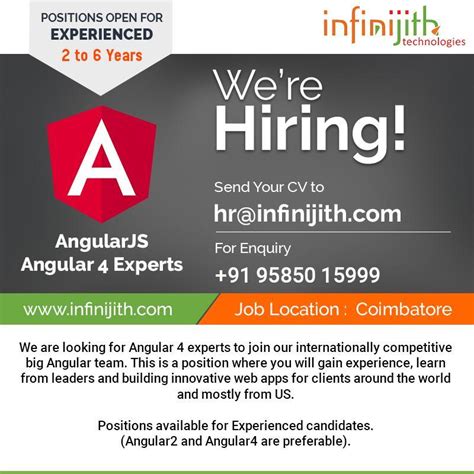 Infinijith Apps And Technologies Pvt Ltd On Linkedin We Looking For Angular Js And Angular 4