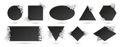 Premium Vector Disintegration Effect Frame Broken Background Debris Explosion With Splatter