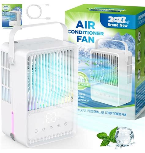 휴대용 에어컨 4 In 1 증발식 에어 쿨러 600ml 물 탱크 1 8 H 타이밍 터치 스크린 휴대용 티몬