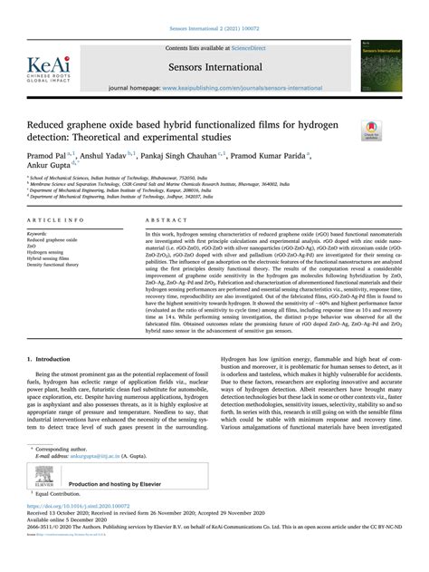 Pdf Reduced Graphene Oxide Based Hybrid Functionalized Films For Hydrogen Detection