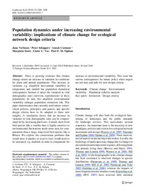 Pdf Population Dynamics Under Increasing Environmental Variability