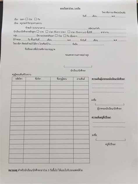 แบบฟอร์มใบลาป่วย ลากิจ วิทยาลัยการอาชีพประโคนชัย Facebook