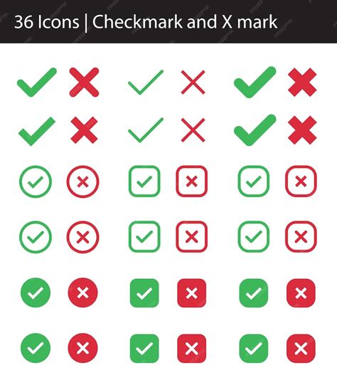 격리 된 흰색 배경에 체크 표시 X 기호 프리미엄 벡터