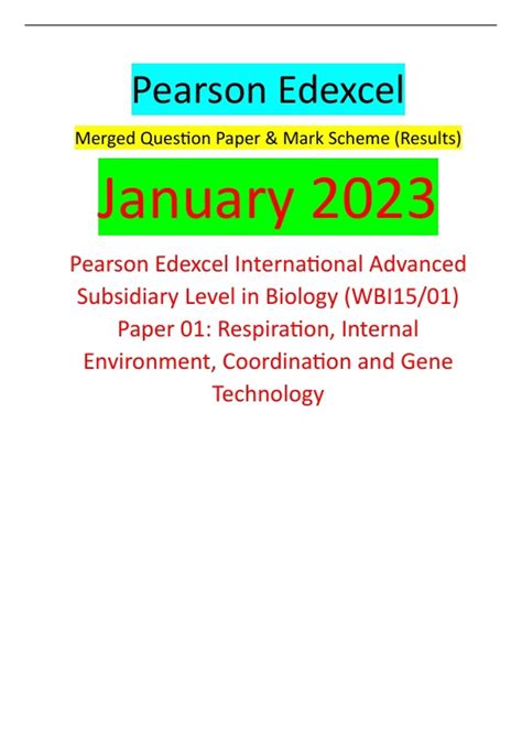Pearson Edexcel Merged Question Paper Mark Scheme Results January Pearson Edexcel