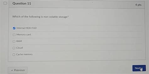 Solved Which Of The Following Is Non Volatile Storage Chegg Com