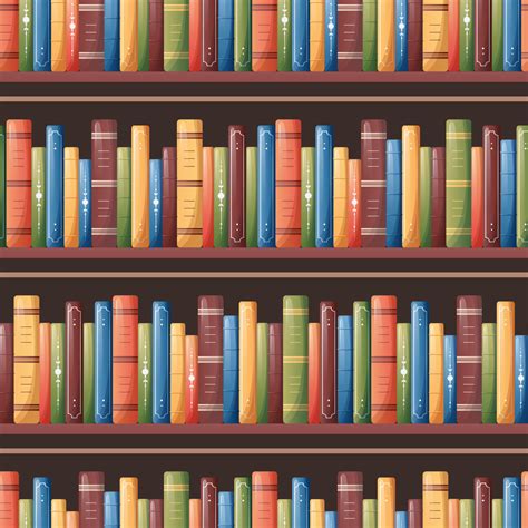 Seamless Pattern With Bookshelves Nice Stack Of Books Texture For