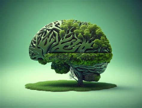 The Human Brain Is Covered With Green Grass And Trees Ecological Concept Stock Image Image Of