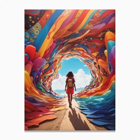 Girl Walking Through A Colorful Tunnel Canvas Print By Ventoti Fy