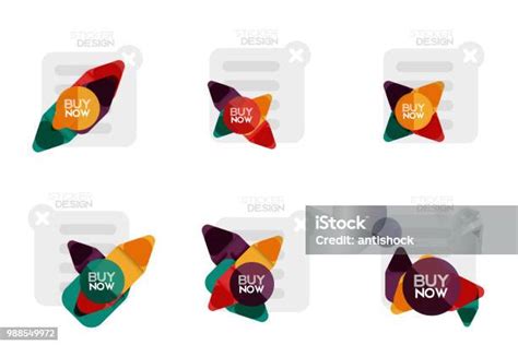 승진 배지 아이콘 디자인 비즈니스 또는 웹 프레 젠 테이 션 애플 리 케이 션 또는 인터페이스에 대 한 구매 지금 샘플 텍스트와 함께 종이 스타일을 제공 하는 평면 디자인