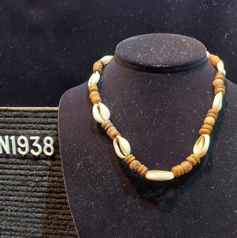Cowrie Shells And Wooden Beads On Monofilament 17 Long Has Silver Tone Screw Barrel Clasp Etsy