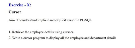 Solved Exercise X Cursor Aim To Understand Implicit And