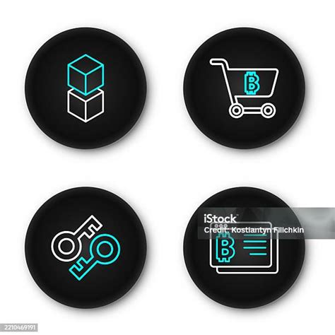 브라우저에서 라인 비트 코인 설정 암호 화폐 키 비트 코인 및 블록 체인 기술 아이콘이있는 장바구니 벡터 0명에 대한 스톡 벡터 아트 및 기타 이미지 Istock