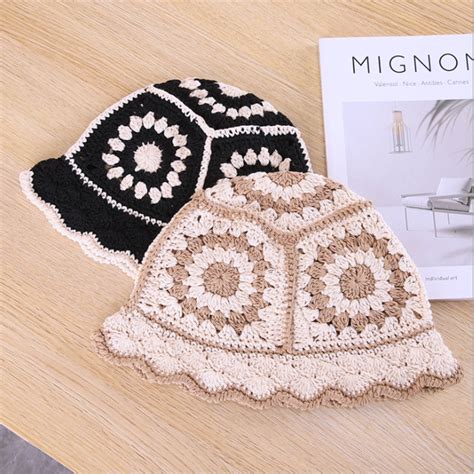 니트모자 조이 꽃 패턴 니트 캠핑 여성 봄 여름 가을 겨울 벙거지 모자 버킷햇