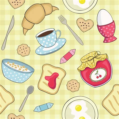 Vector Breakfast Seamless Pattern Stock Vector Image By