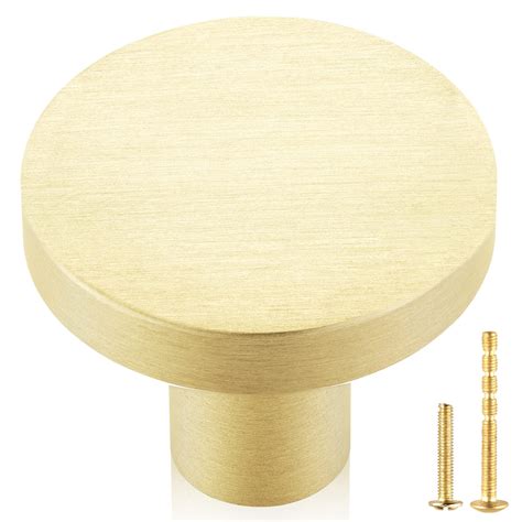 Buy Qogrisun 10 Pack Solid Brass Cabinet Knobs 1 Inch Diameter Round Gold Dresser Drawer Pulls