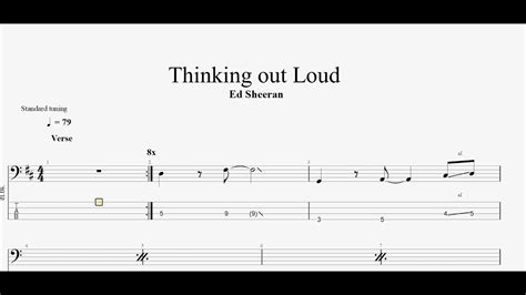 Ed Sheeran Thinking Out Loud Bass Tab Youtube